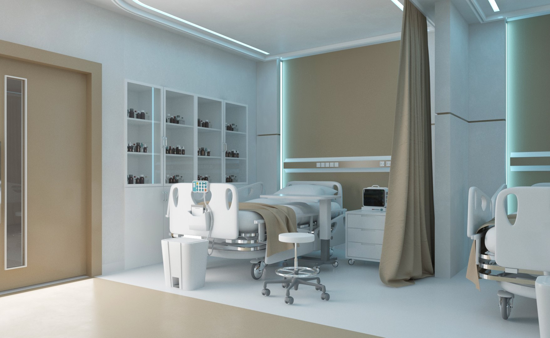 3D Model Modern Emergency Ward Interior - TurboSquid 2212494