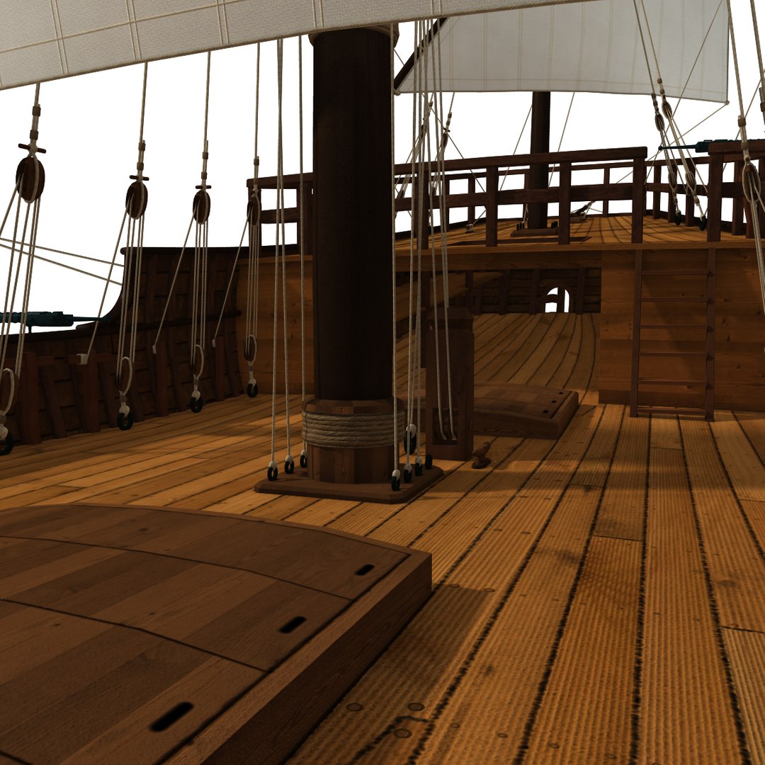 caravel sails ship 3d model