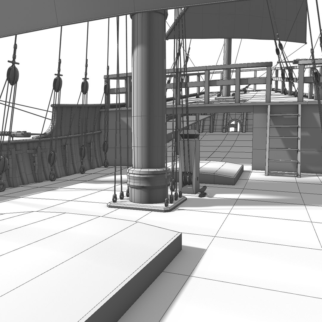 caravel sails ship 3d model