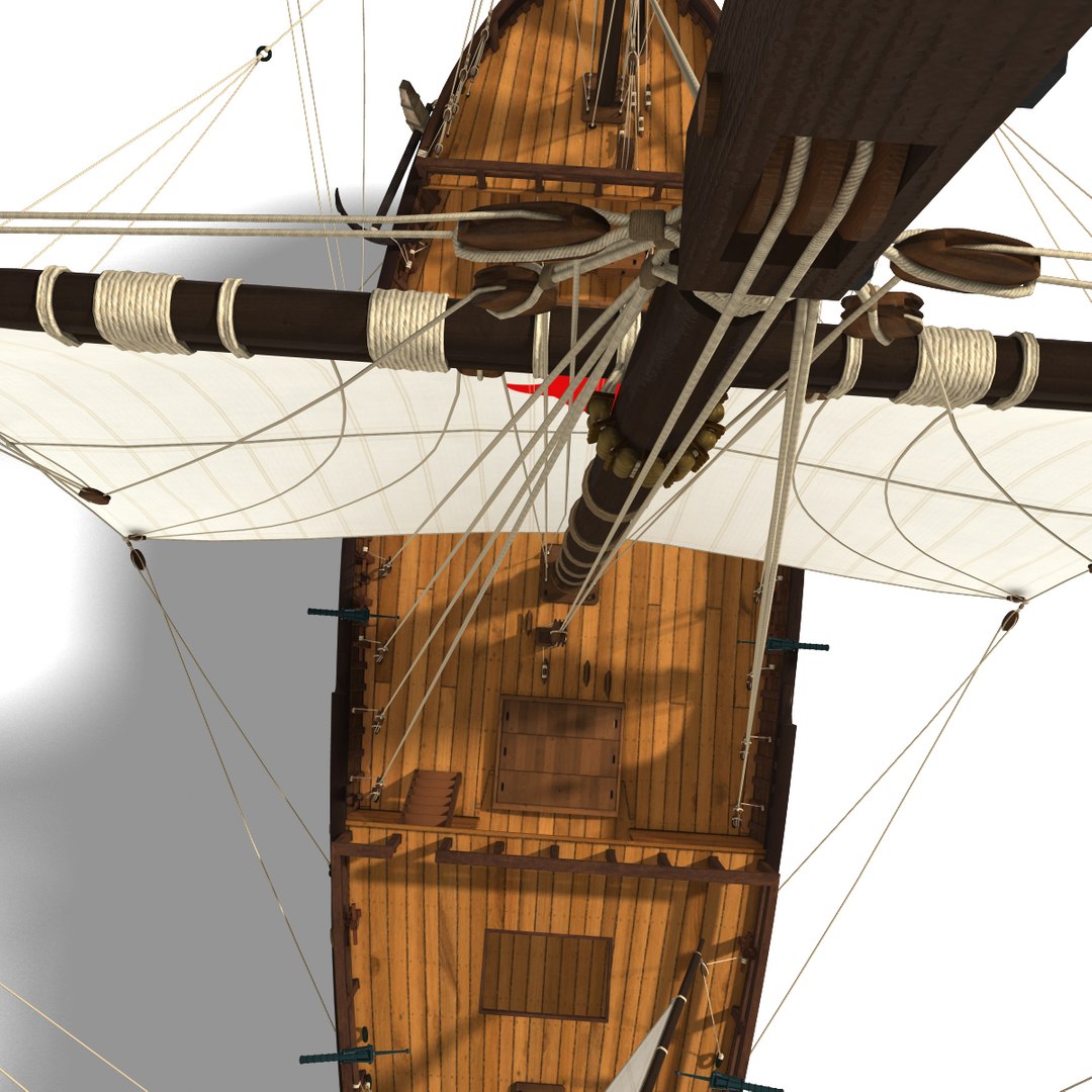 caravel sails ship 3d model