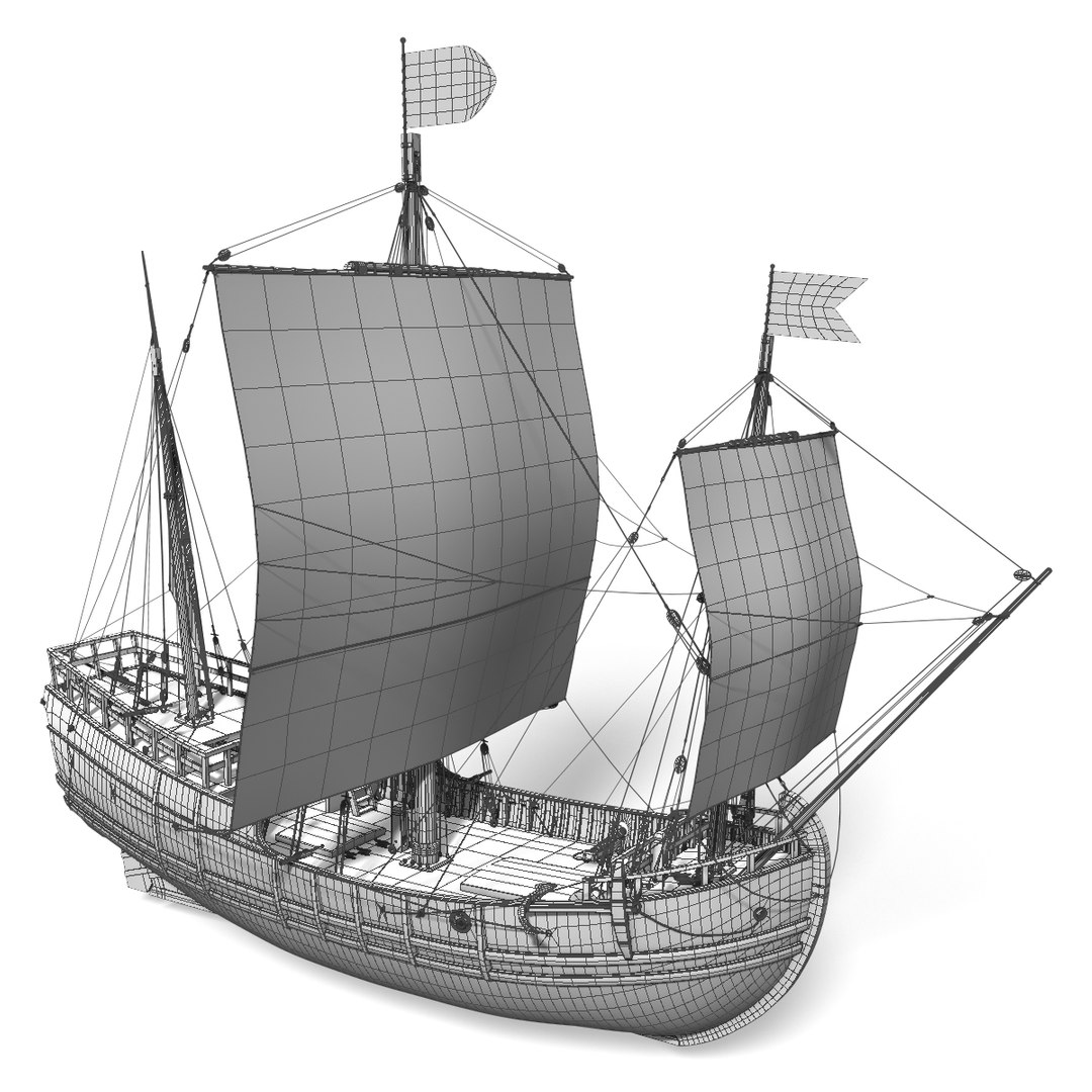 Caravel Sails Ship 3d Model