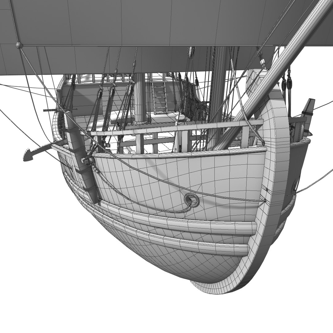 caravel sails ship 3d model