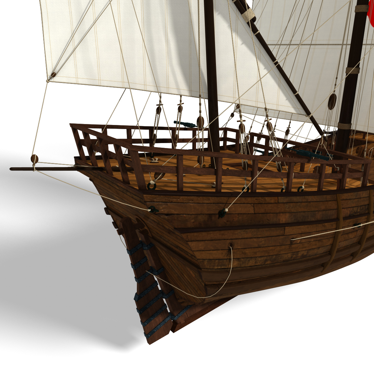 caravel sails ship 3d model