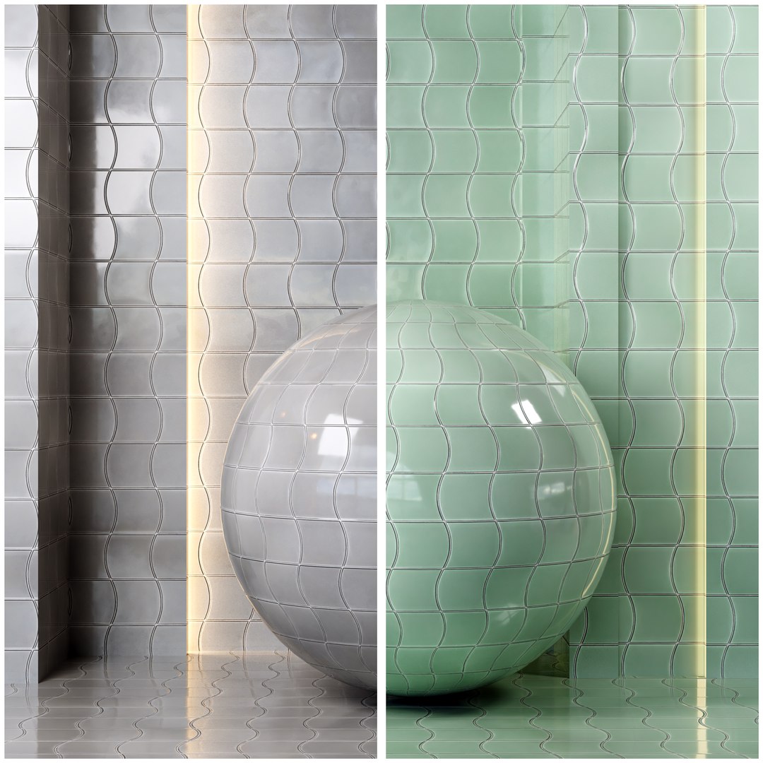 Equipe Wave Glossy Tile Vol 3 - 4K Seamless PBR 9 Colors 3D Model - TurboSquid 2369266
