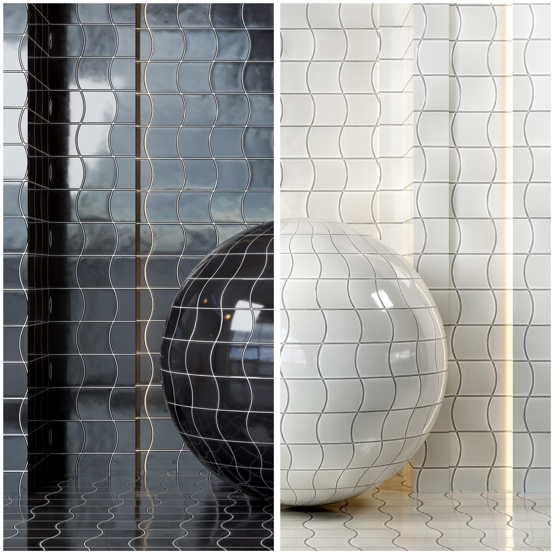 Equipe Wave Glossy Tile Vol 3 - 4K Seamless PBR 9 Colors 3D Model ...