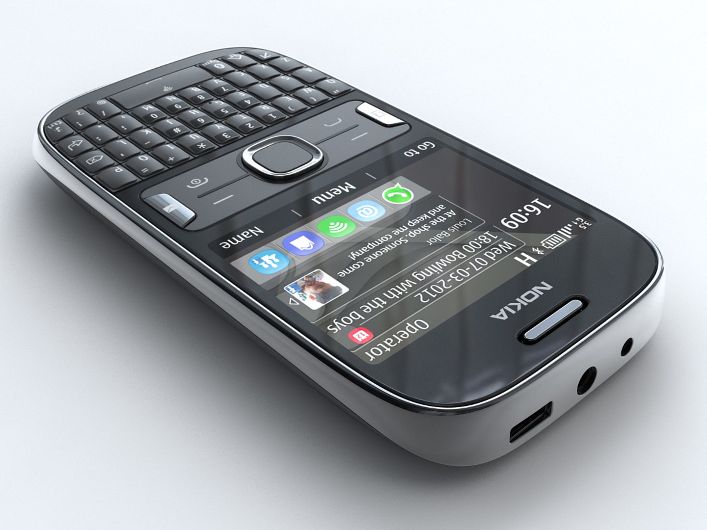 3d Nokia Asha 302 Mobile Phone Model