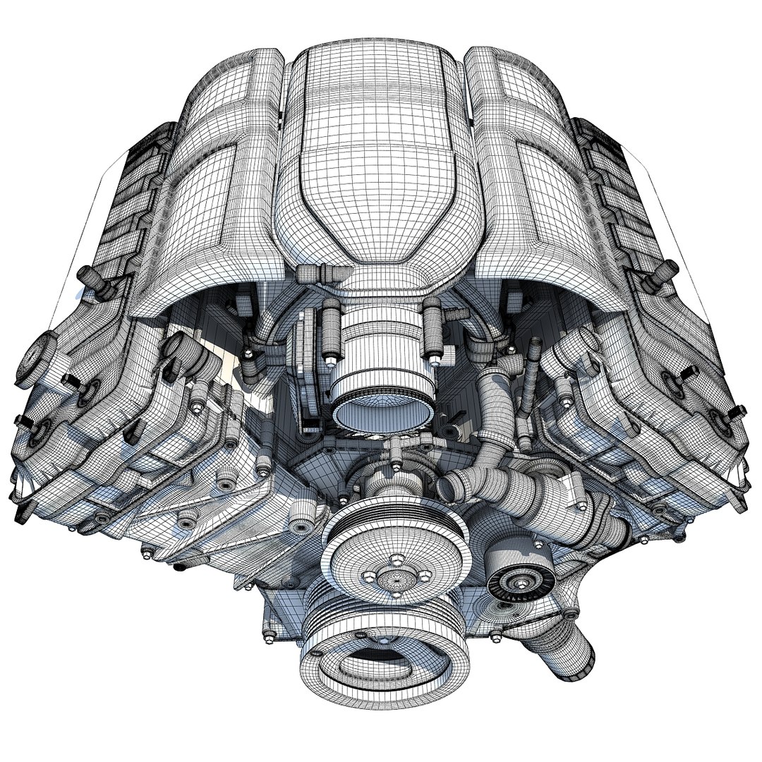 V8 Engine 3d Model