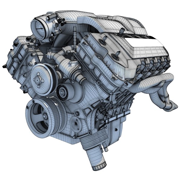 v8 engine 3d model