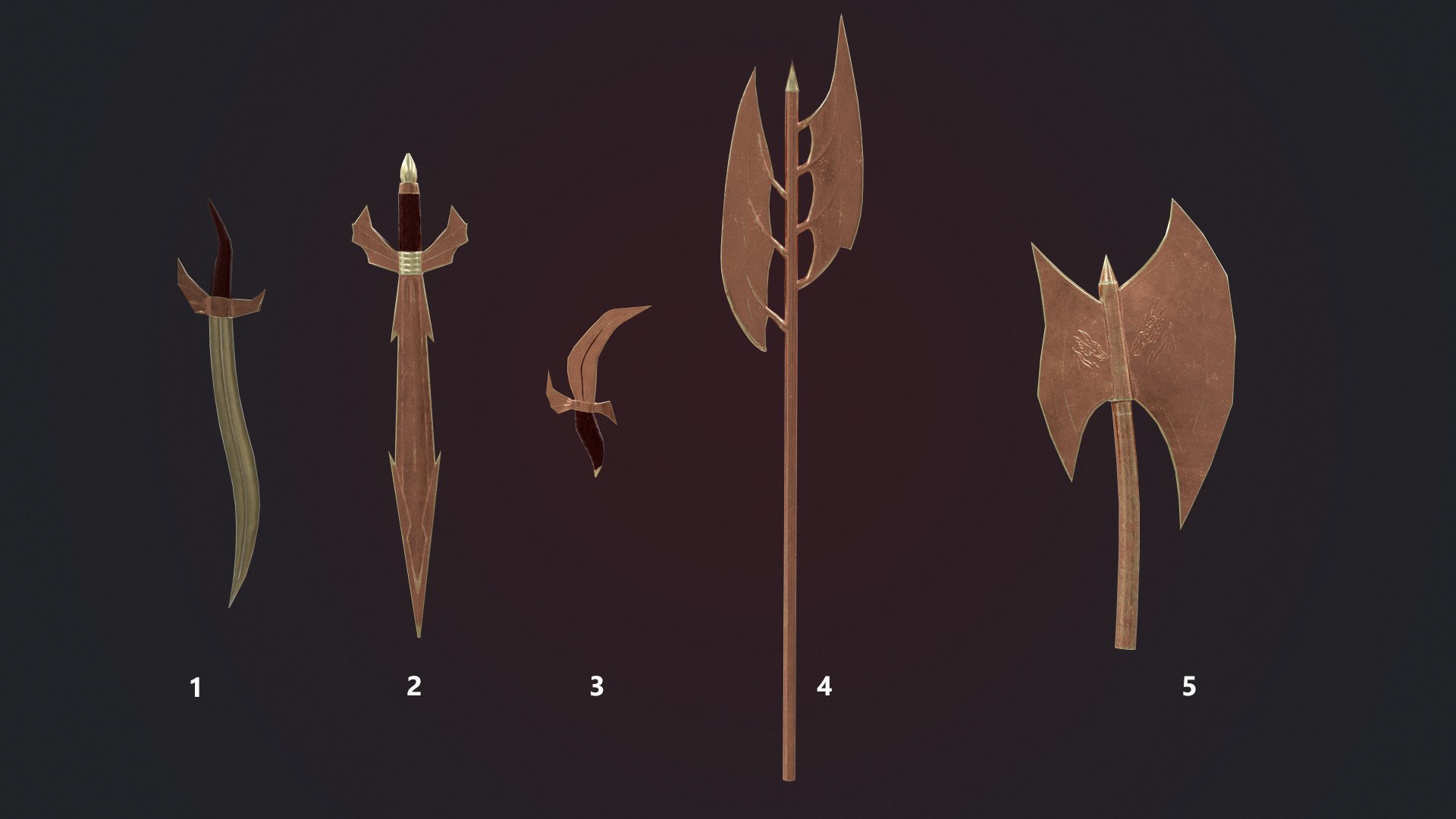 3D model Dragon Bronze Weapons Game Ready PBR - TurboSquid 1765344