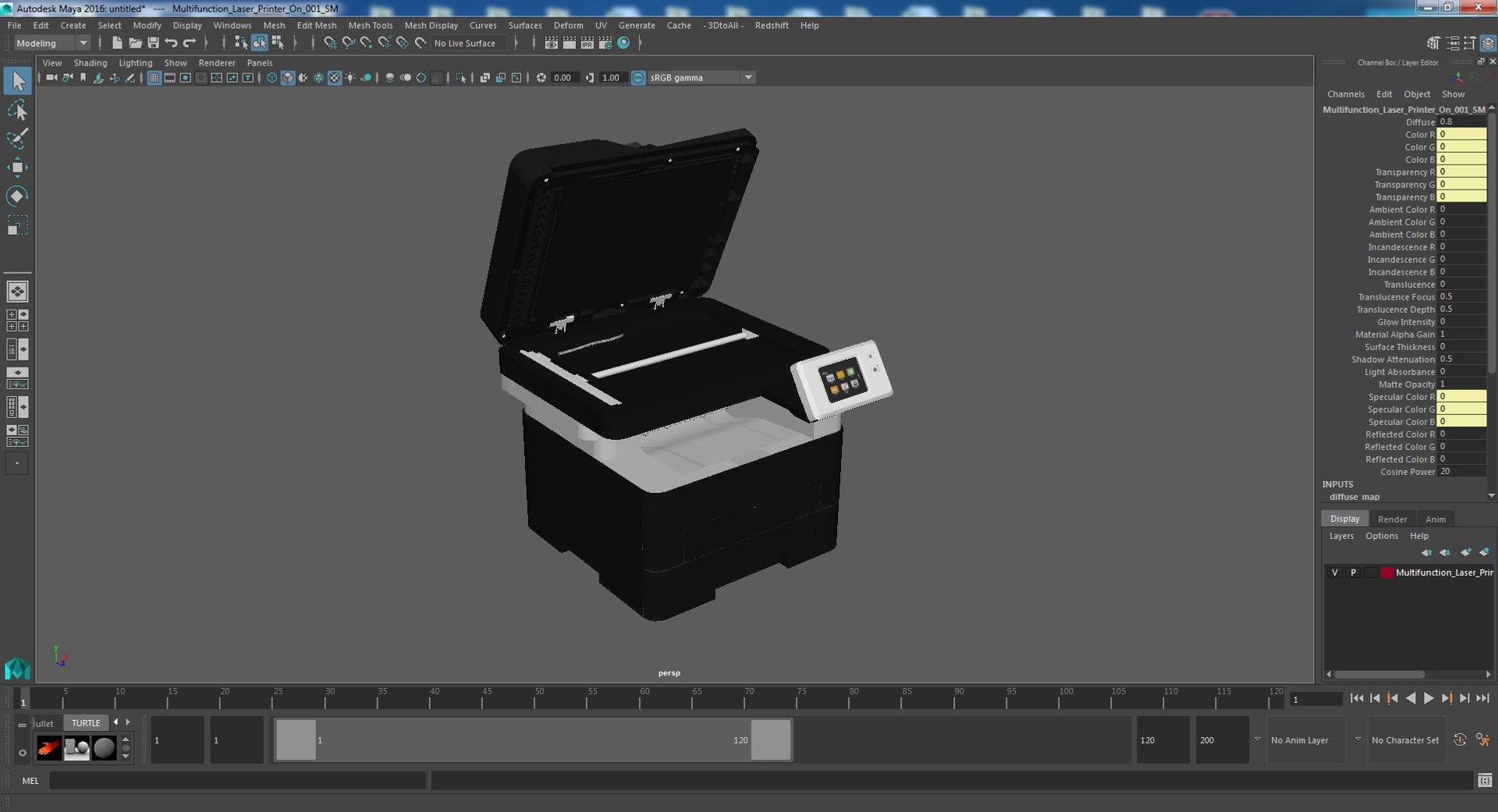 3D Multifunction Laser Printer Open - TurboSquid 1855940