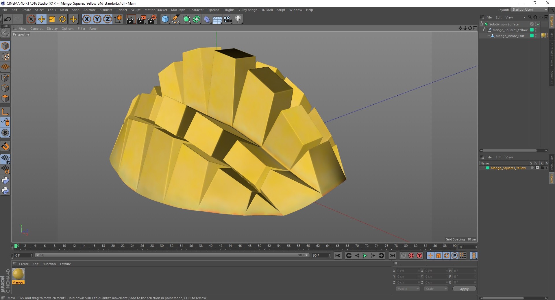 3D Mango Squares Yellow Model - TurboSquid 2108362