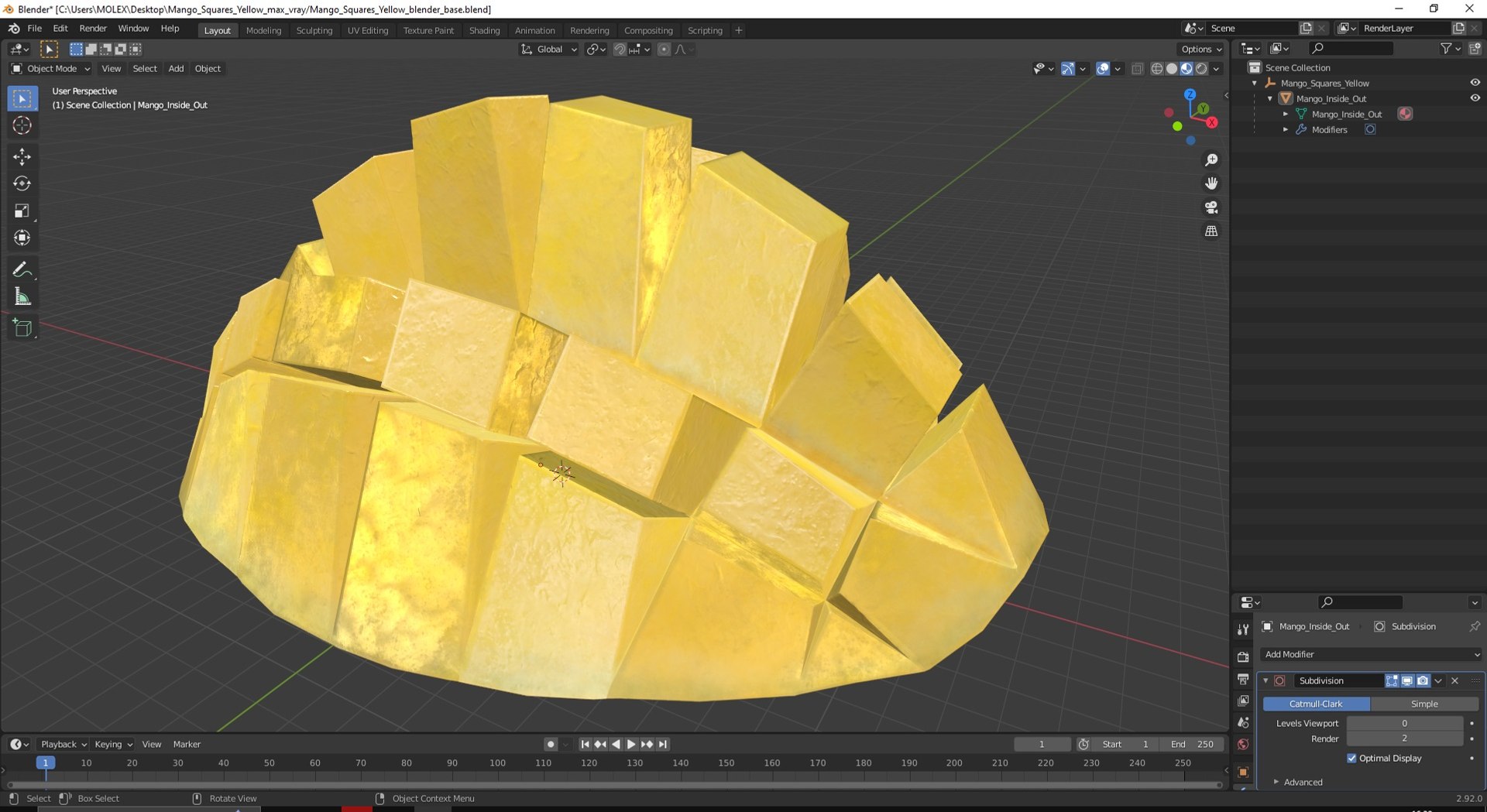 3D Mango Squares Yellow Model - TurboSquid 2108362