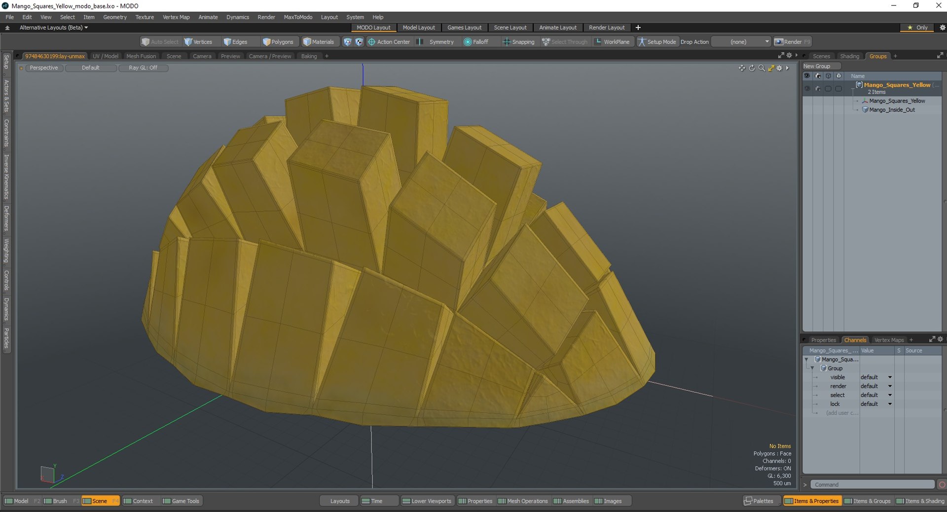3D Mango Squares Yellow Model - TurboSquid 2108362