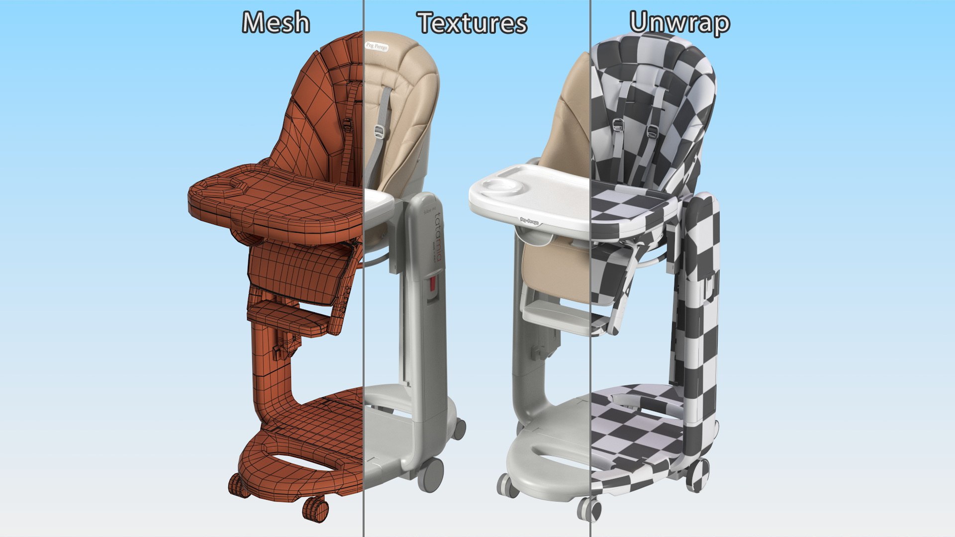 3D Folding Peg Perego Baby High Chair Vertical Beige model - TurboSquid ...