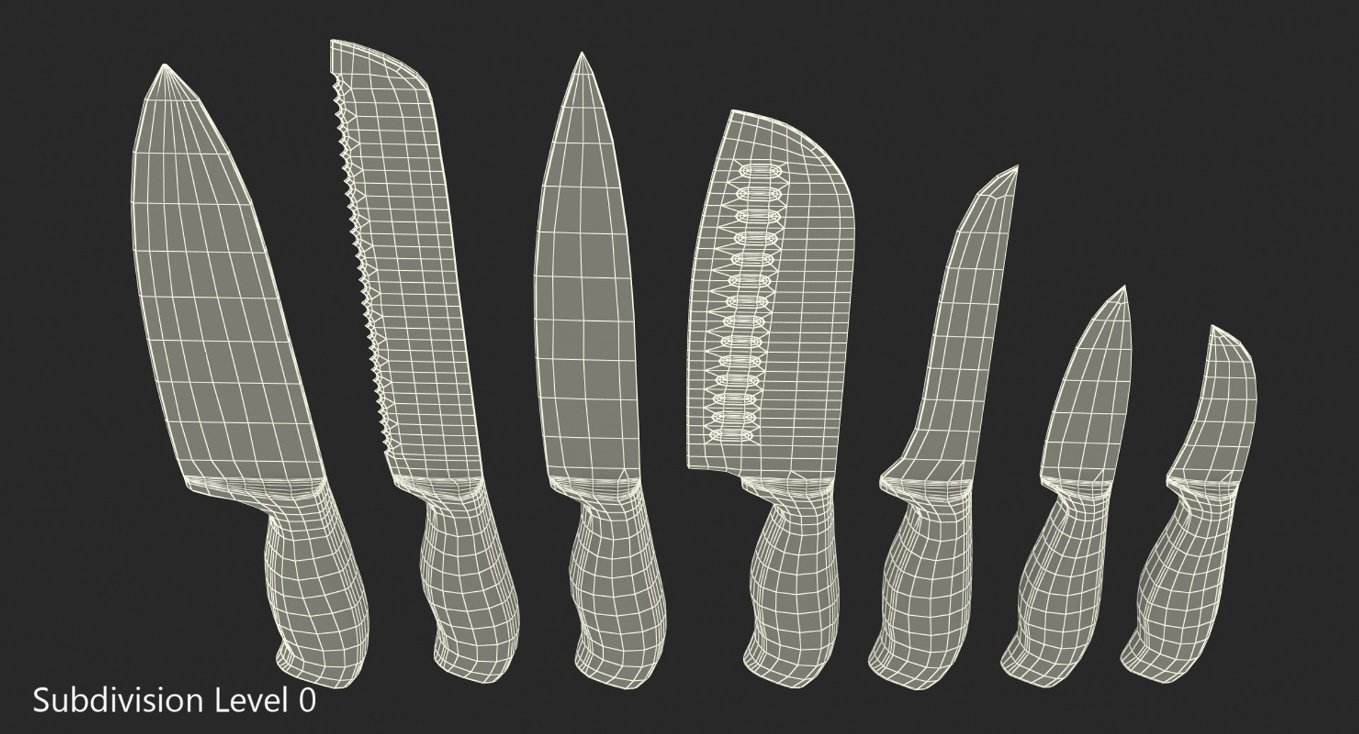 Kitchen Steel Knives Set 3D Model - TurboSquid 1428928