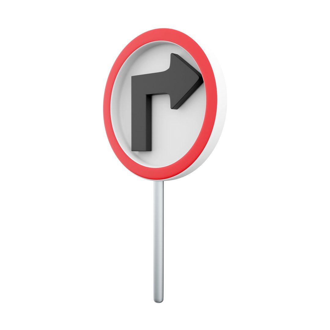 3D Turn Right Traffic Road Sign Model - TurboSquid 2044256