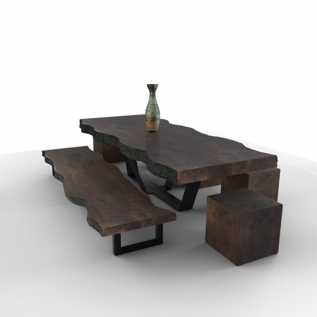 3D Rustic Wooden Table Live Model - TurboSquid 1243205