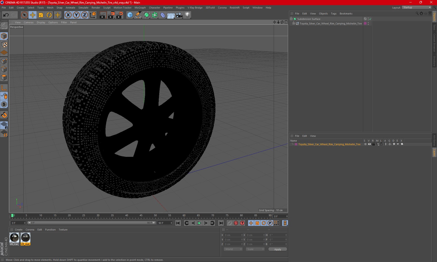 Toyota Silver Car Wheel Rim Carrying Michelin Tire 3D model ...