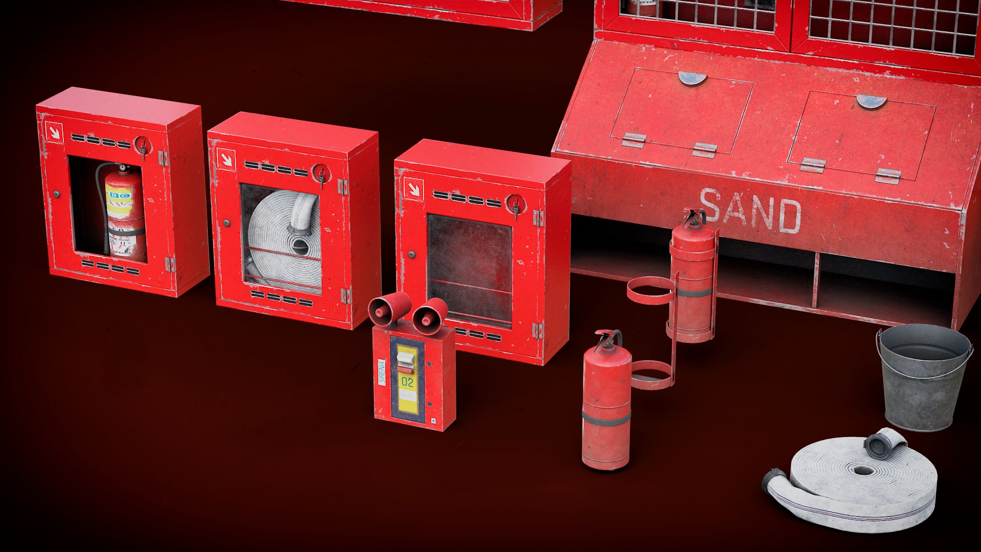 3D Fire Equipment Collection Realtime Model - TurboSquid 2214237