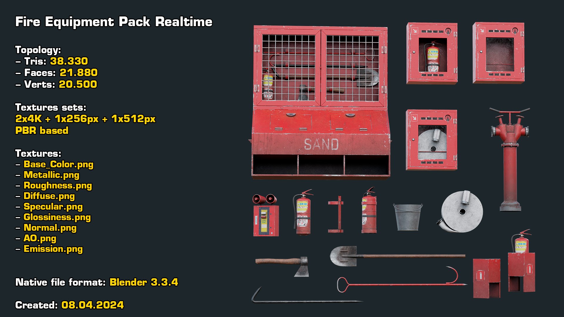 3D Fire Equipment Collection Realtime Model - TurboSquid 2214237