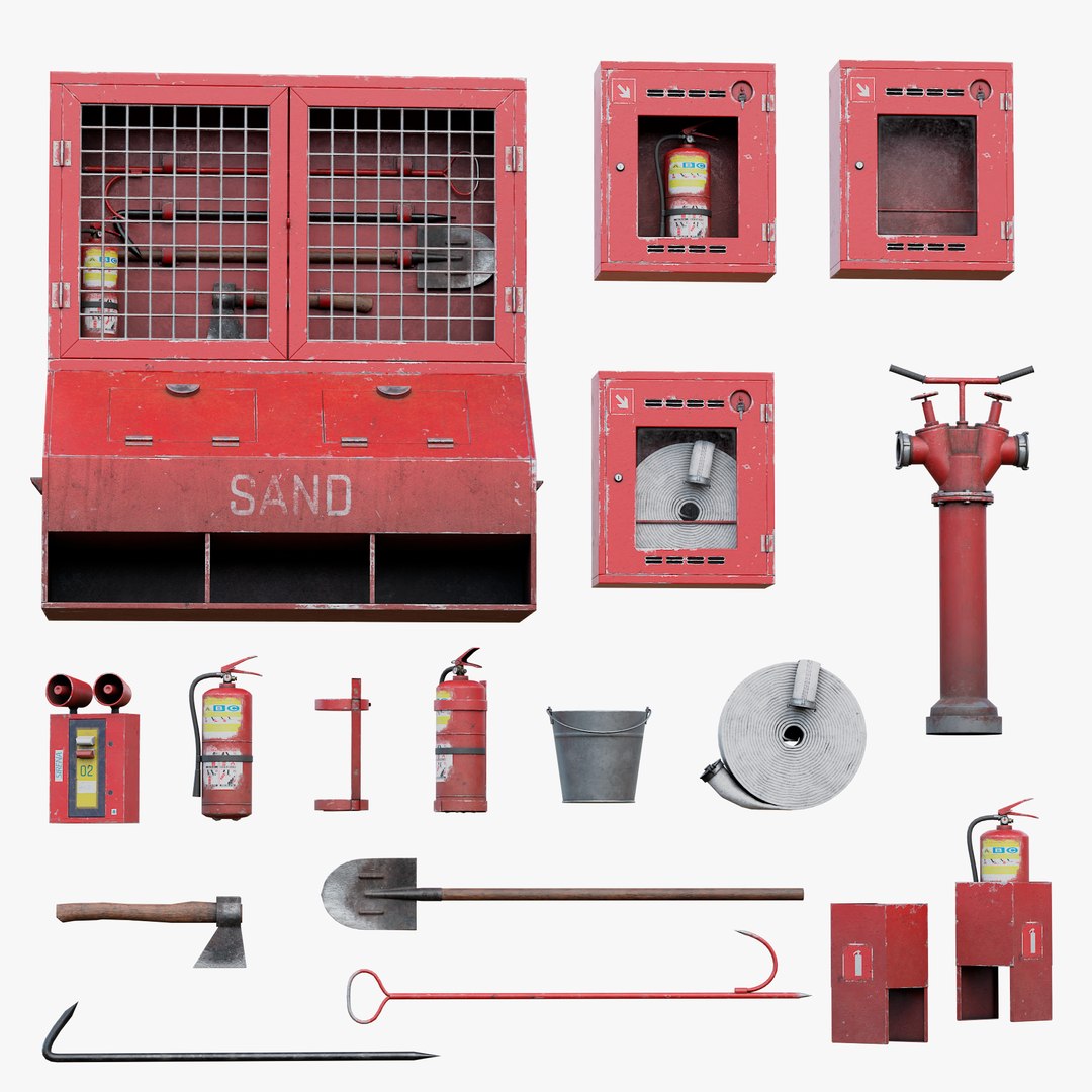 3D Fire Equipment Collection Realtime Model - TurboSquid 2214237