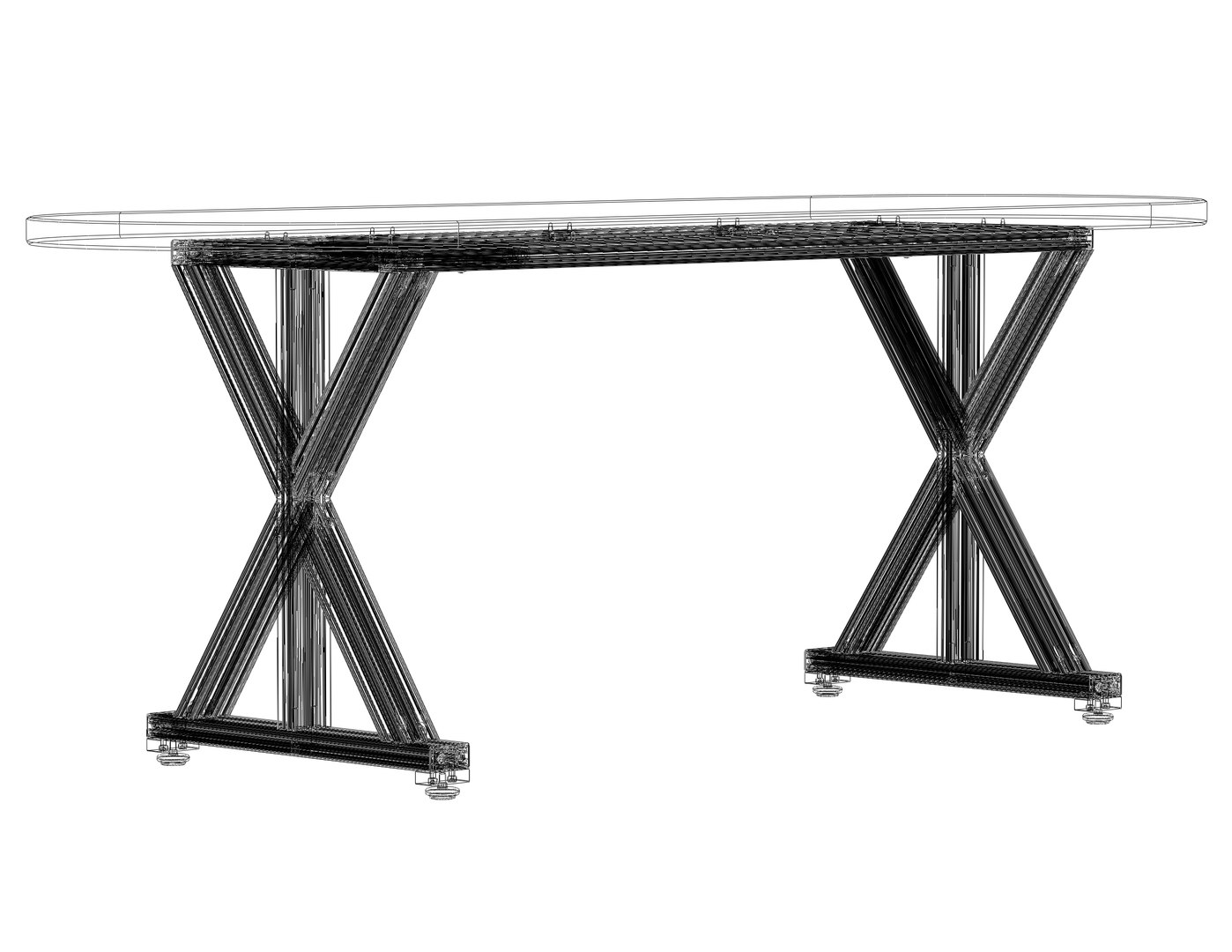 3D Aluminum X-Frame Table - TurboSquid 2176534