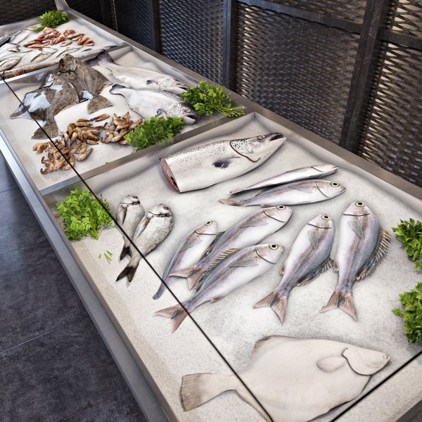 3d fish seafood showcase
