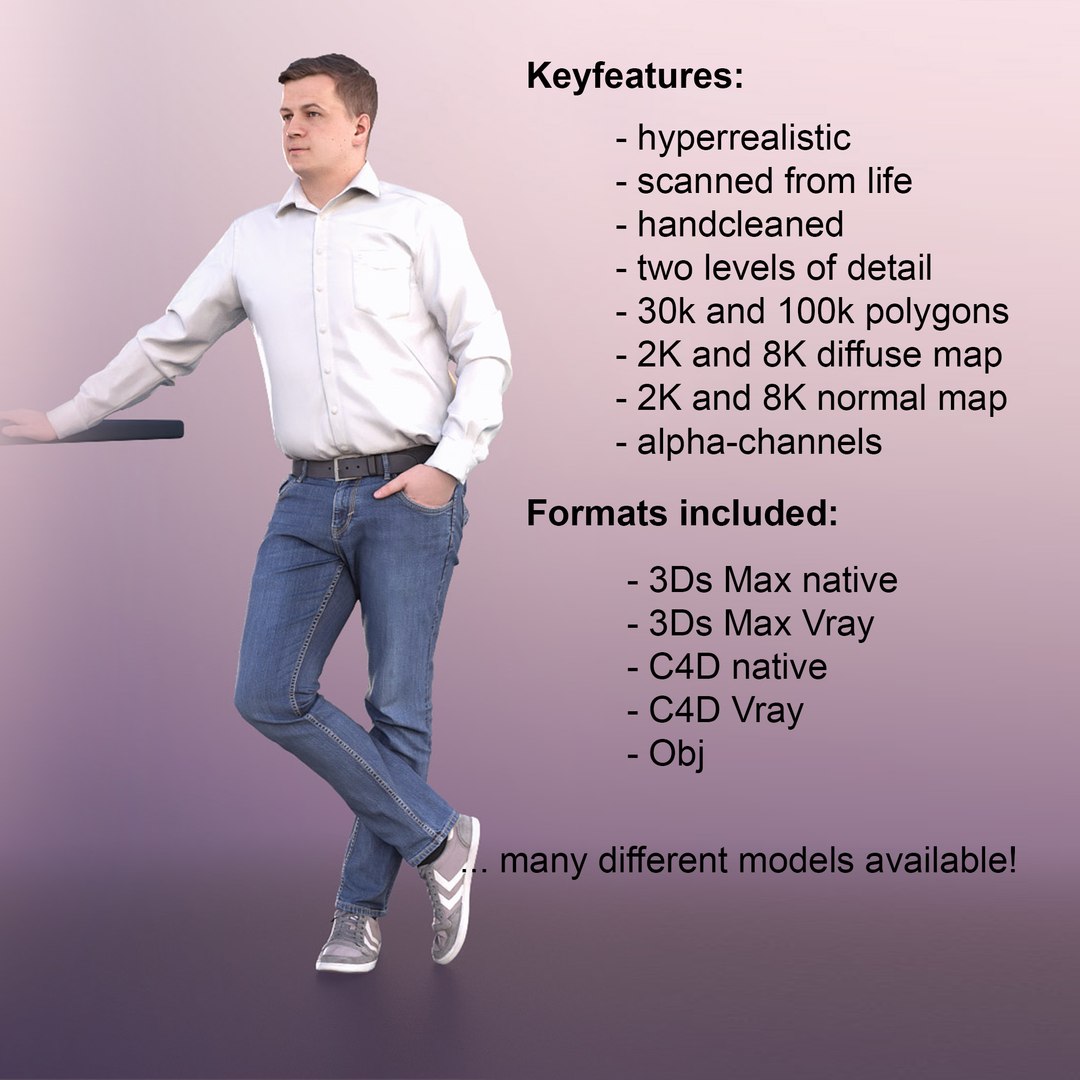 3D Man Leaning - TurboSquid 1710859