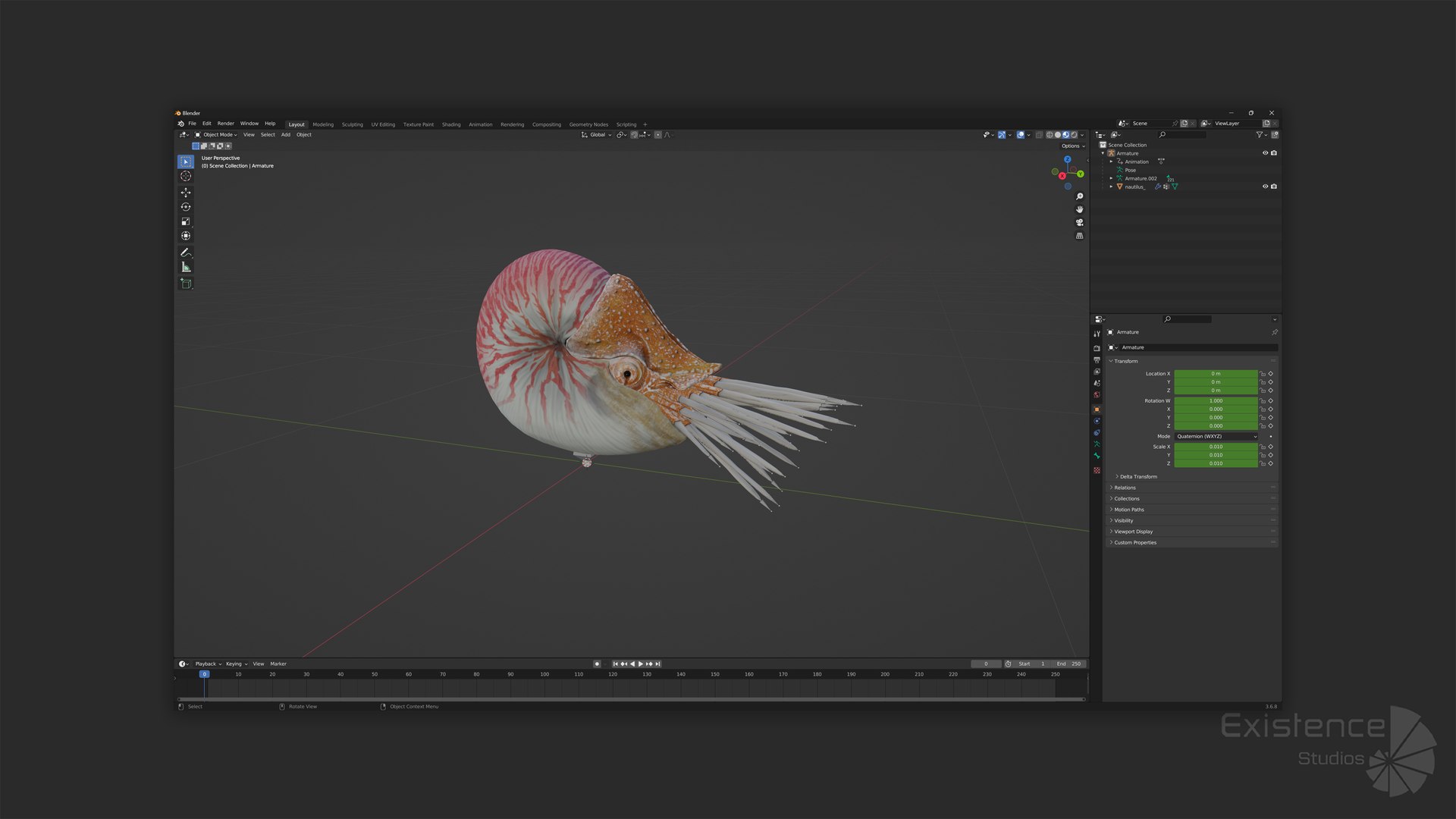 Nautilus Pompilius - Shell Mollusk - Underwater Tentacles - 44 3D Model ...