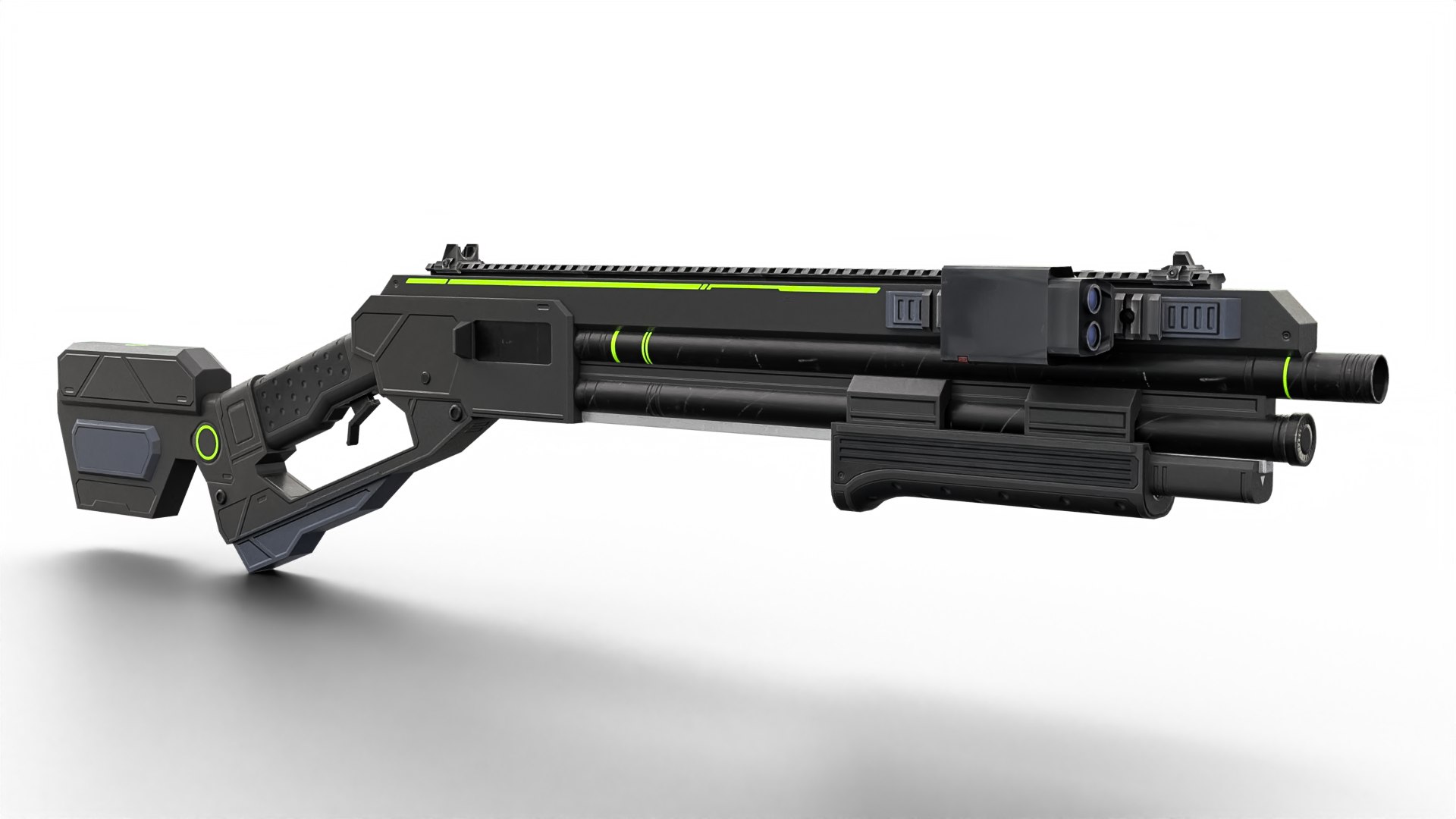 Low-Poly Sci-Fi Bullpup Rifle Futuristic Energy Weapon With Tactical ...