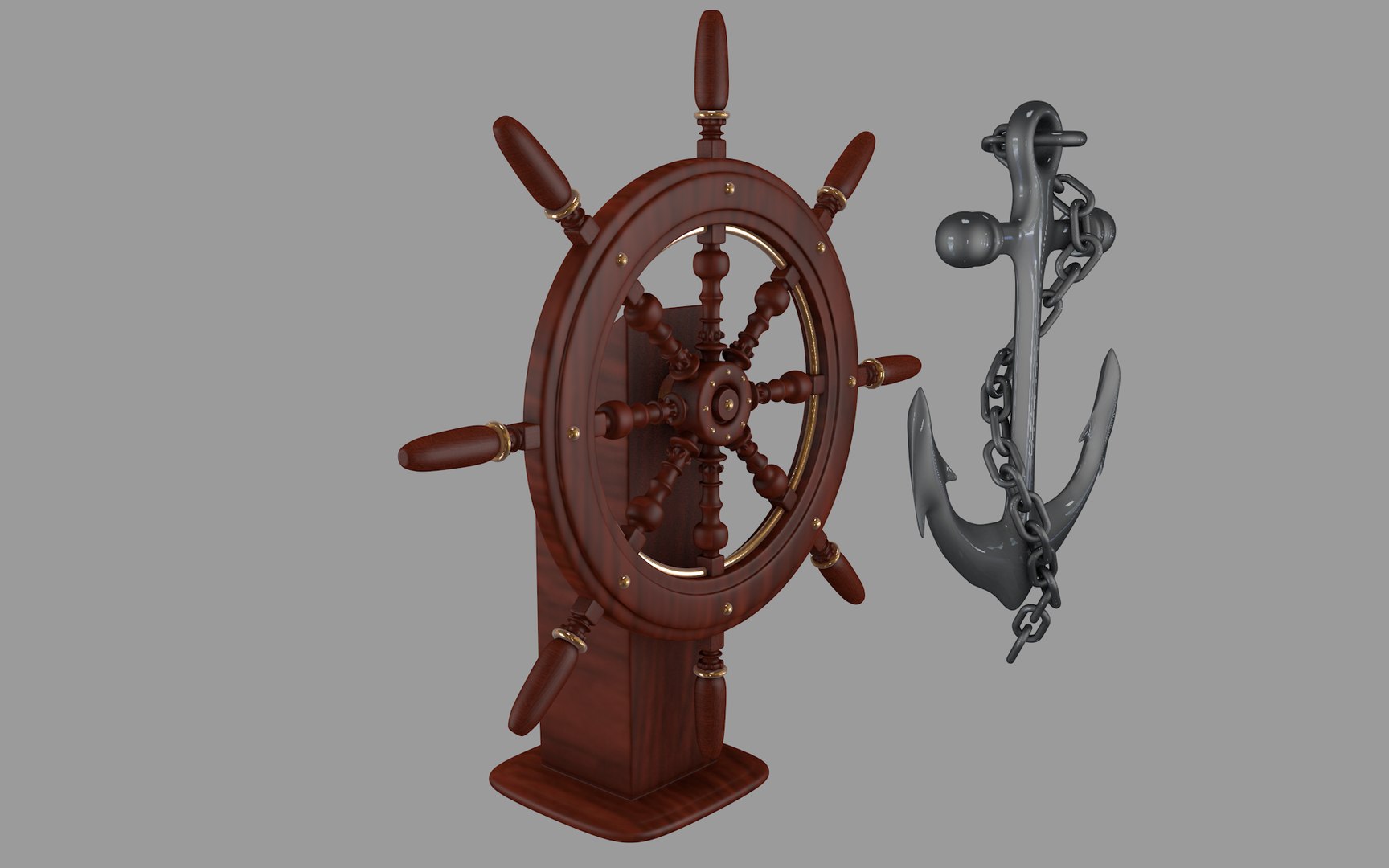 3ds Anchor Ship Wheel