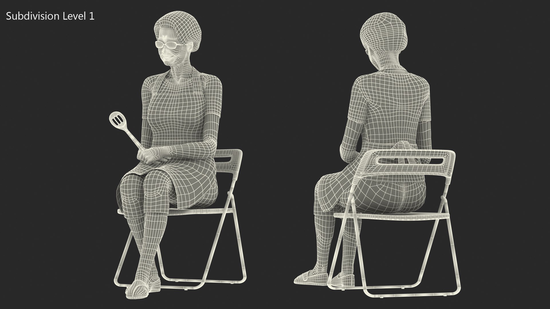 Cook Style Asian Old Lady Sitting 3D model - TurboSquid 2083794