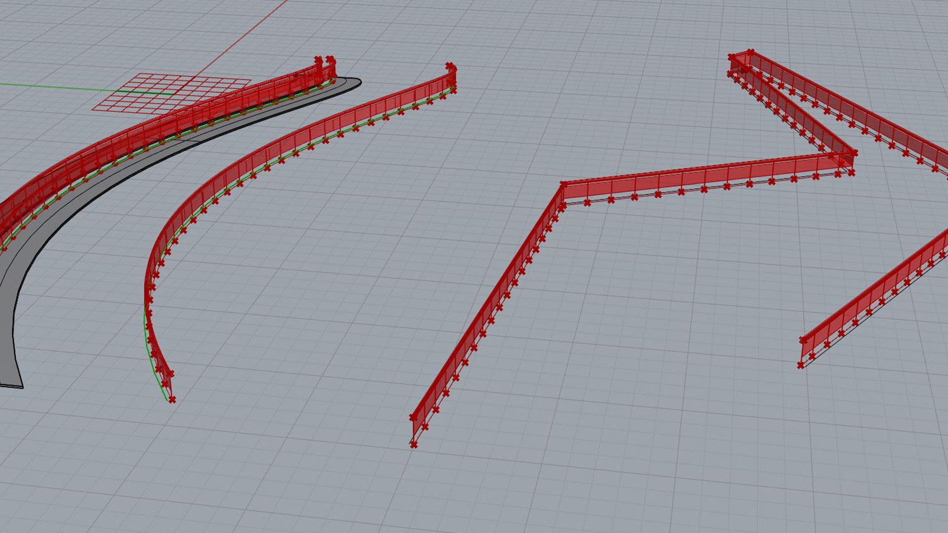 3D Rhino Grasshopper GH Gardrail From Curves - TurboSquid 2205144