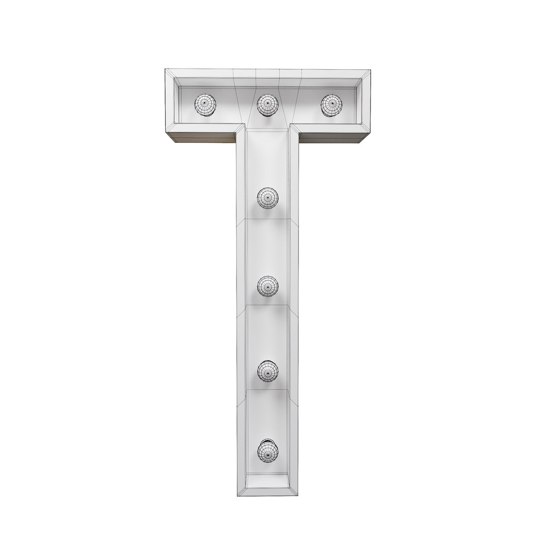 3D Model Marquee Letter T Led Glow Sign - TurboSquid 1973889