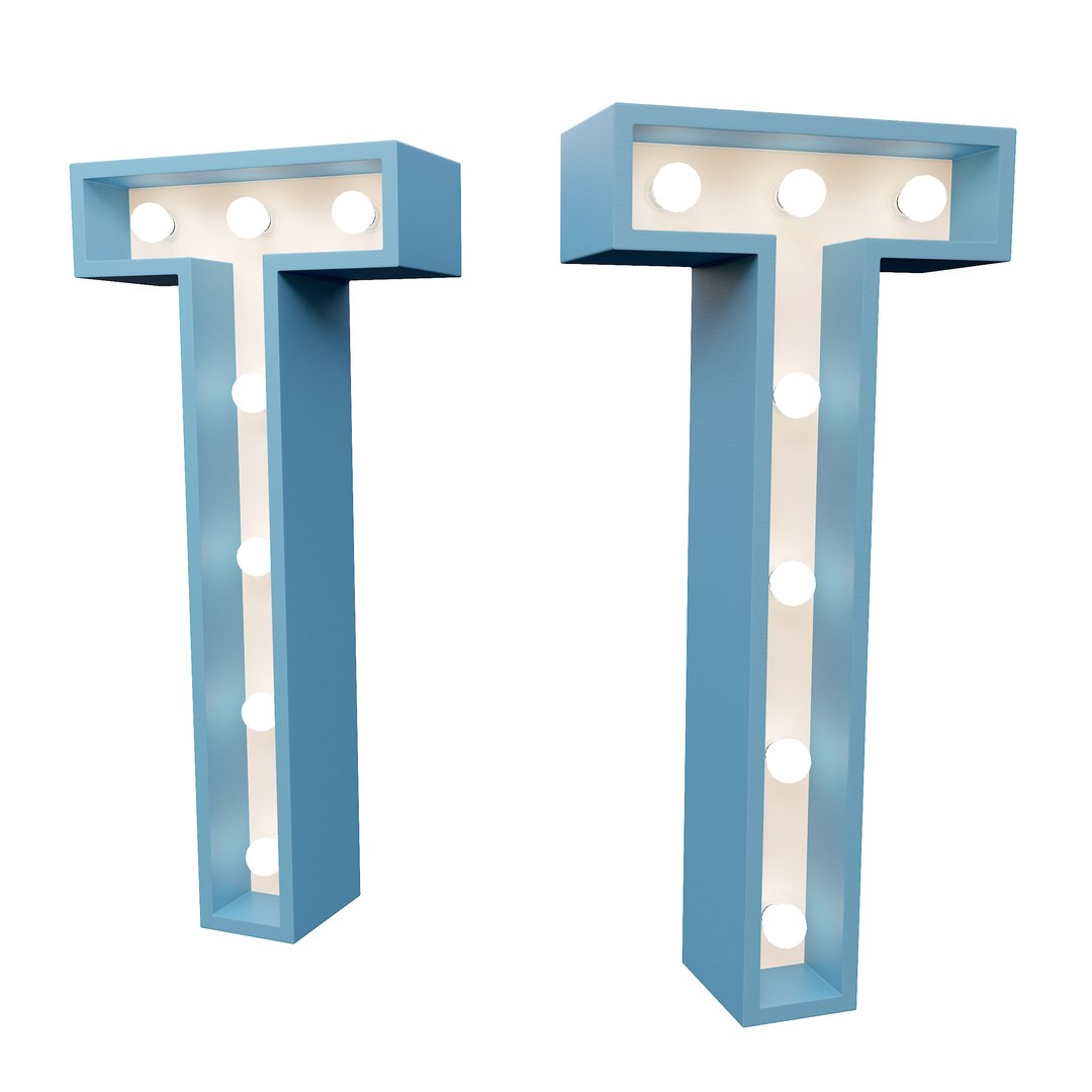 3D Model Marquee Letter T Led Glow Sign - TurboSquid 1973889