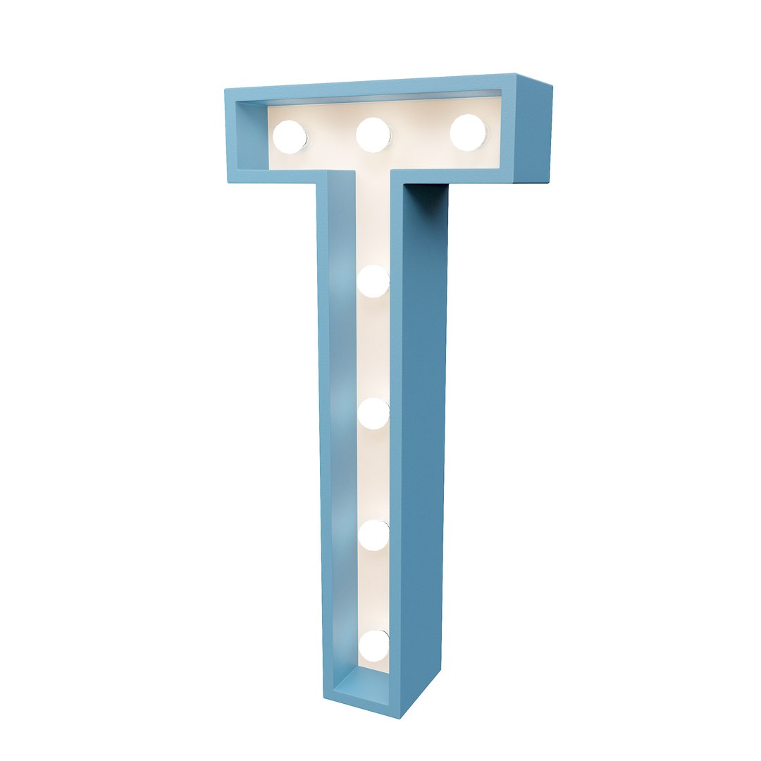 3D Model Marquee Letter T Led Glow Sign - TurboSquid 1973889
