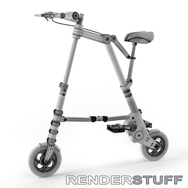 3d v-ray bike folded bicycle