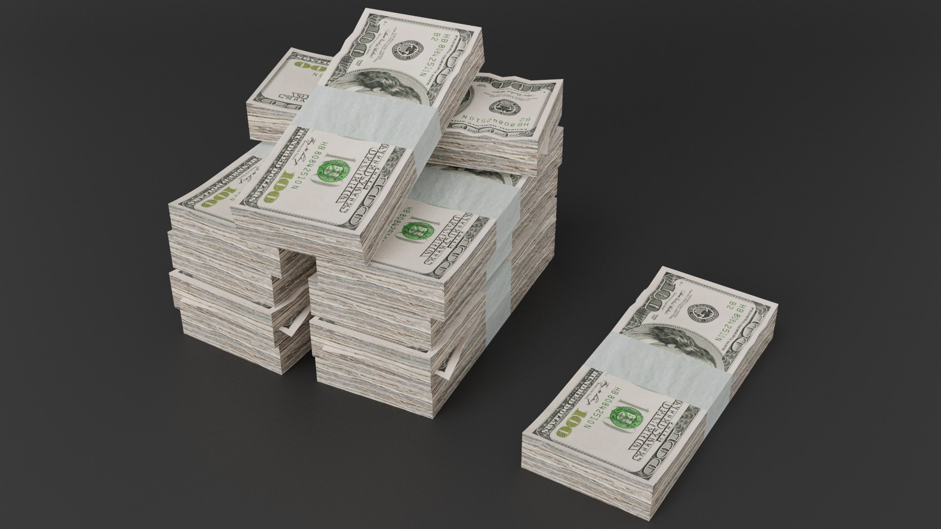3D 100 Dollar Bill Pack Model - TurboSquid 2149230