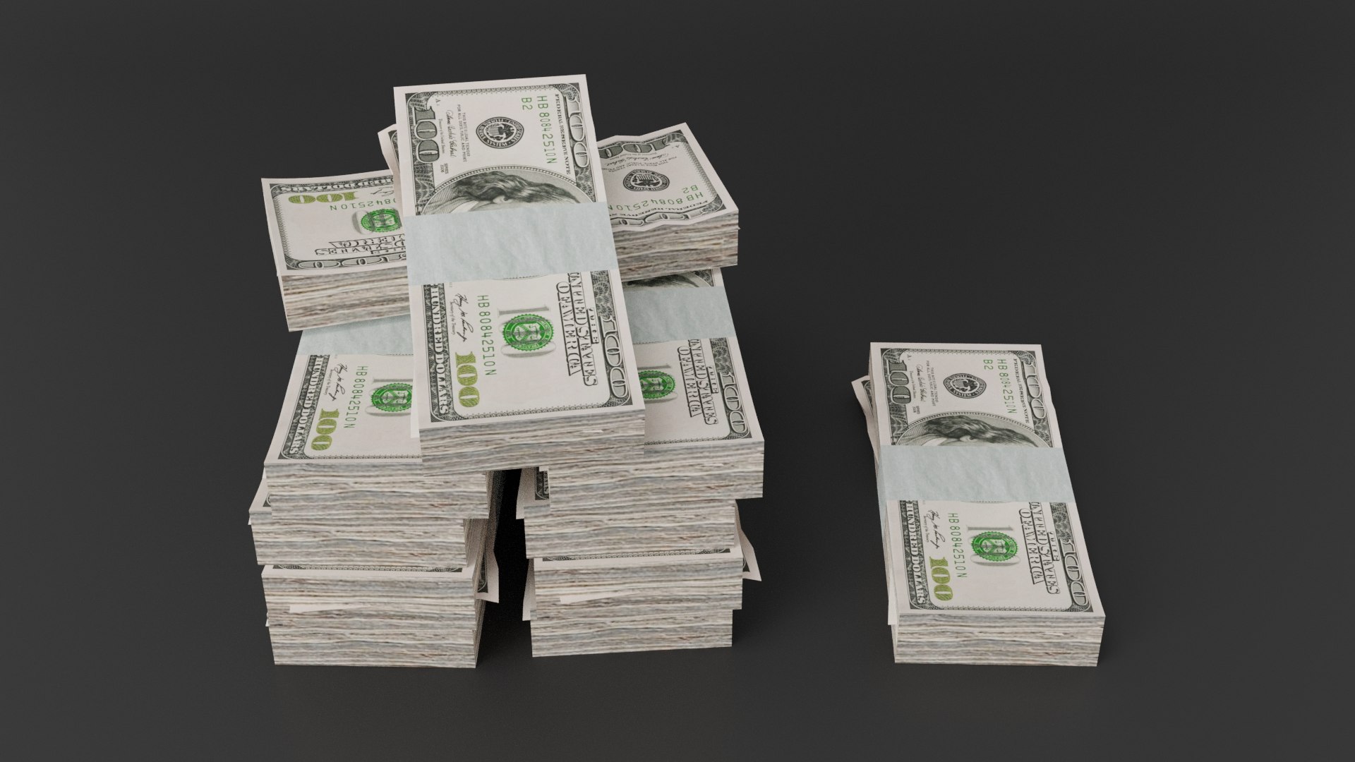 3D 100 Dollar Bill Pack Model - TurboSquid 2149230