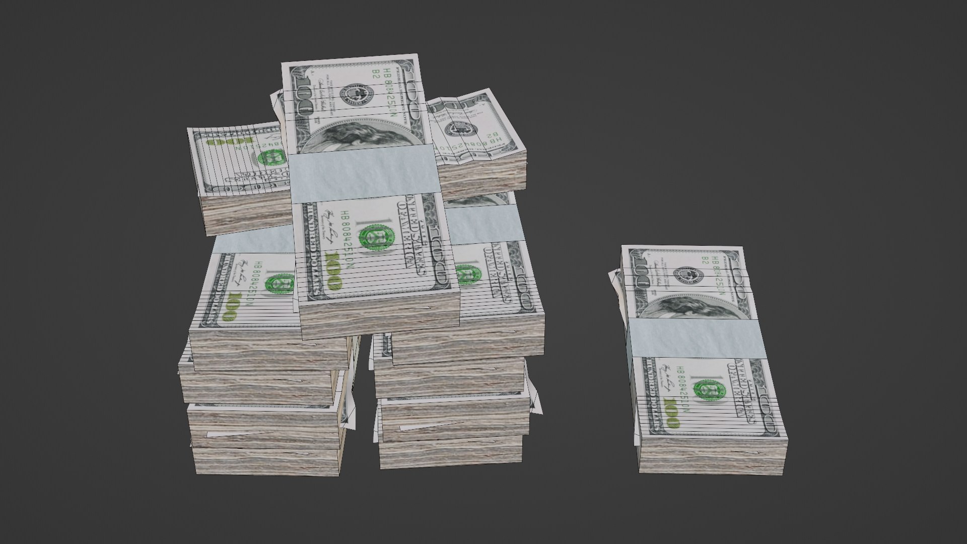 3D 100 Dollar Bill Pack Model - TurboSquid 2149230