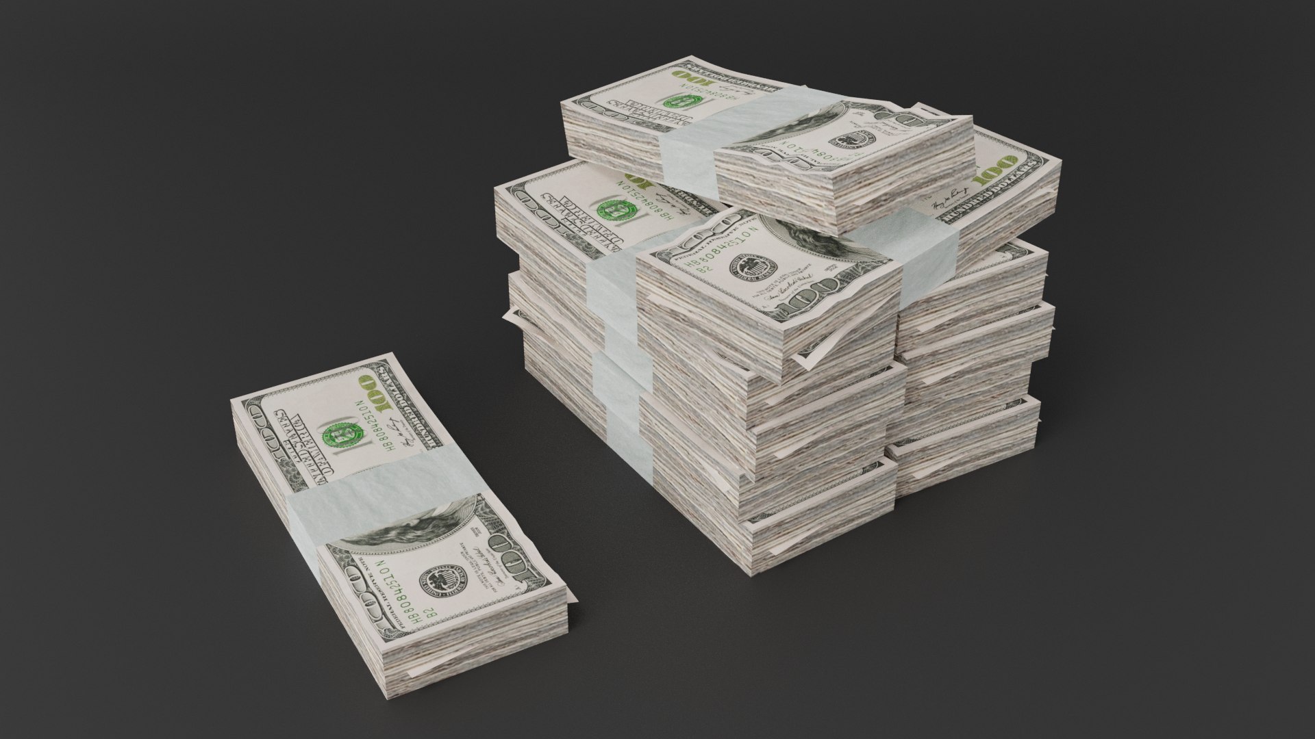 3D 100 Dollar Bill Pack Model - TurboSquid 2149230