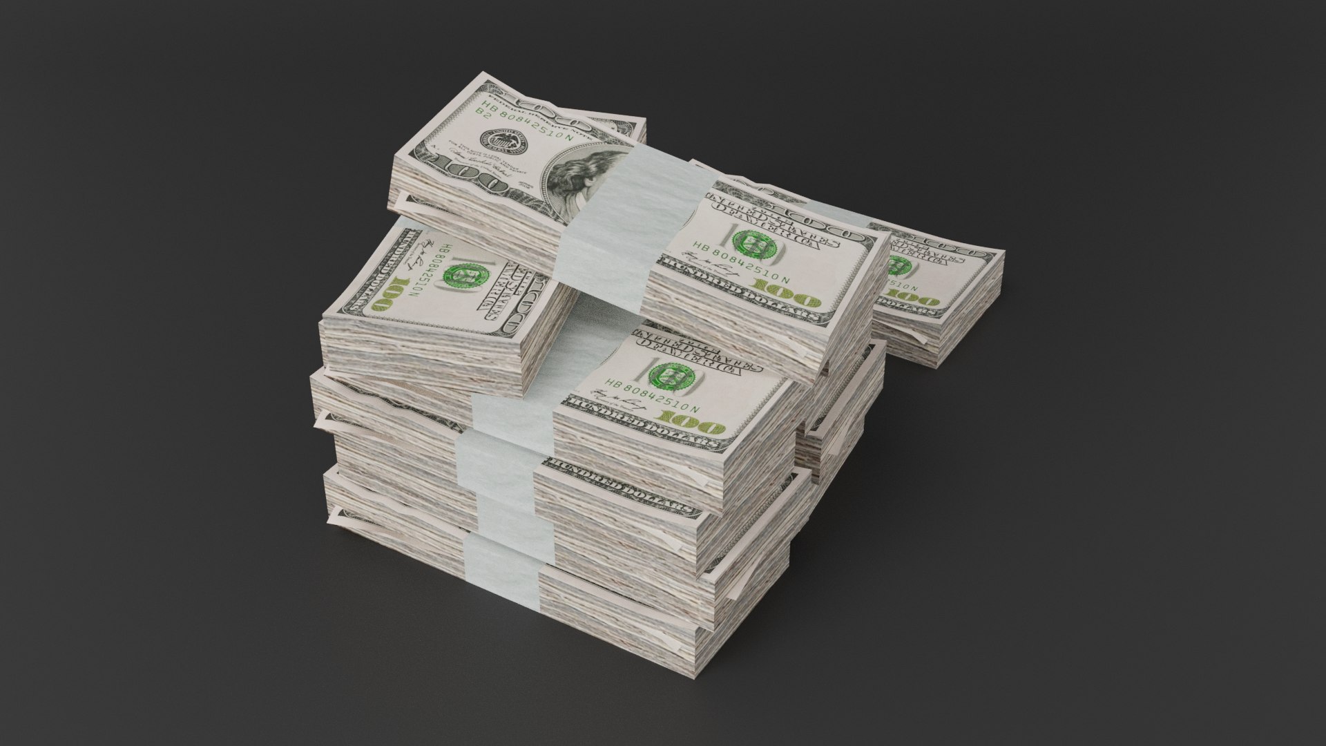 3D 100 Dollar Bill Pack Model - TurboSquid 2149230
