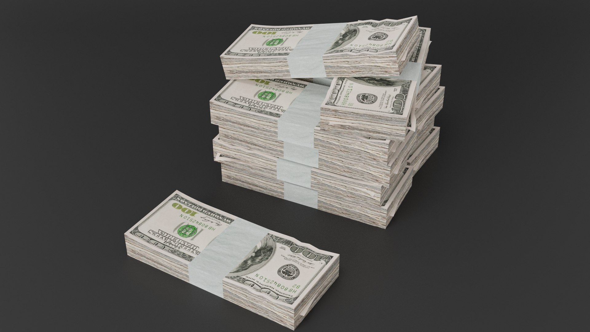 3D 100 Dollar Bill Pack Model - TurboSquid 2149230