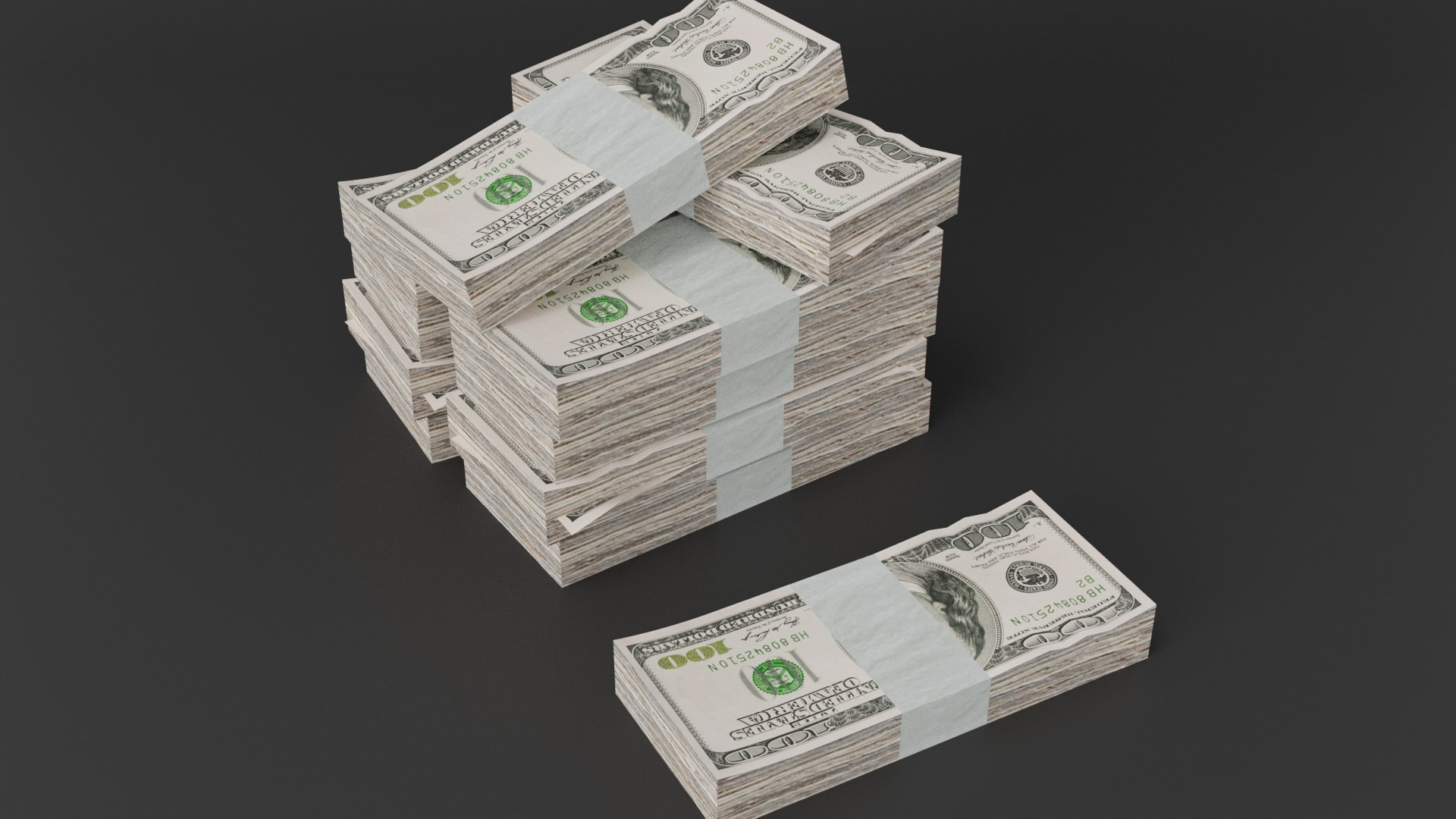 3D 100 Dollar Bill Pack Model - TurboSquid 2149230