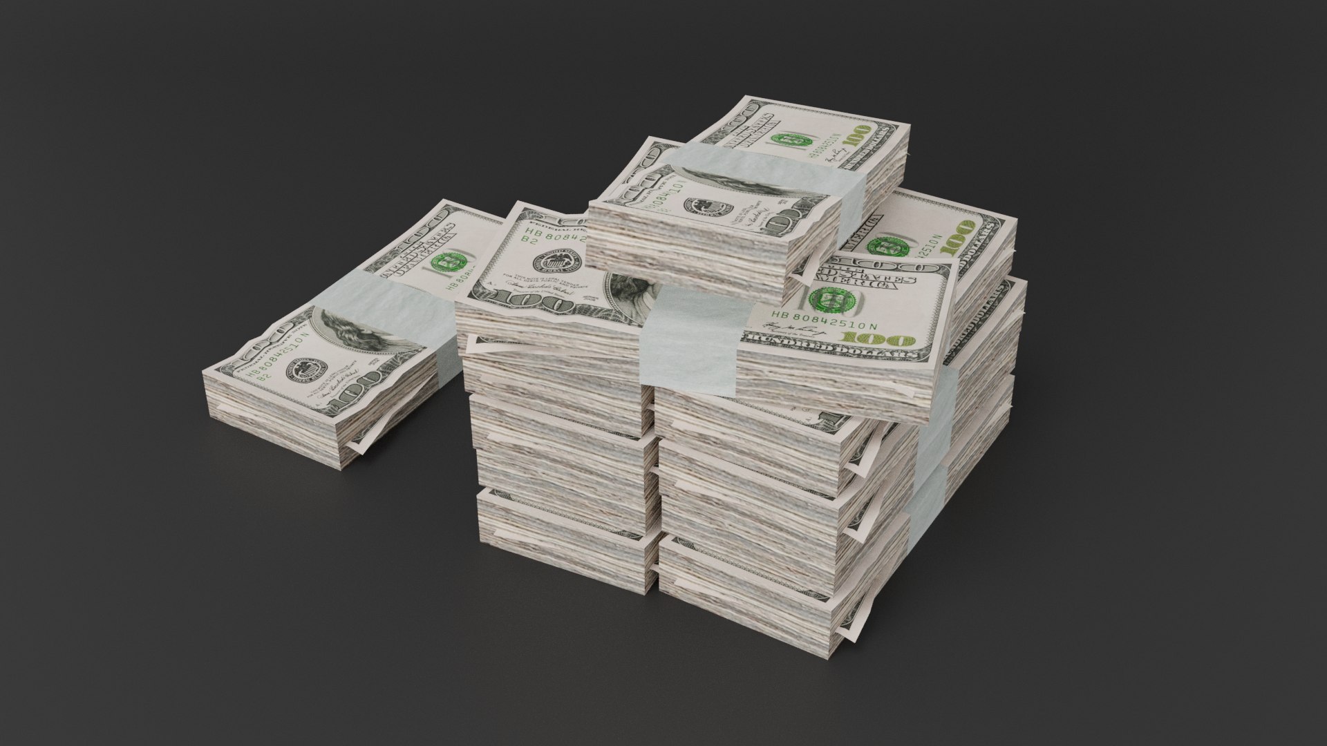 3D 100 Dollar Bill Pack Model - TurboSquid 2149230