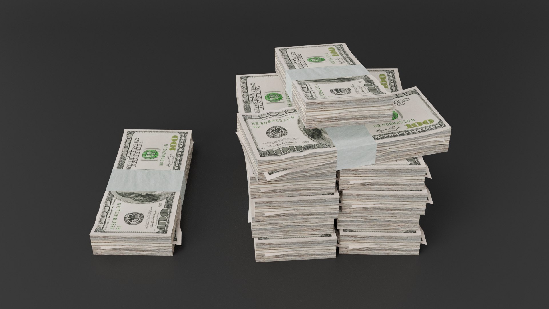 3D 100 Dollar Bill Pack model - TurboSquid 2149230