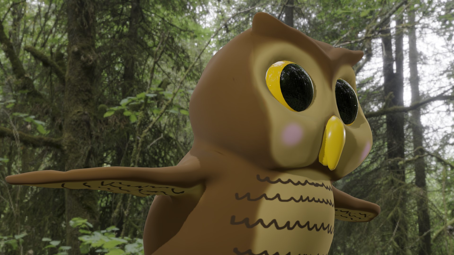 Owl Beni Cartoon - No Rig 3D Model - TurboSquid 2339876
