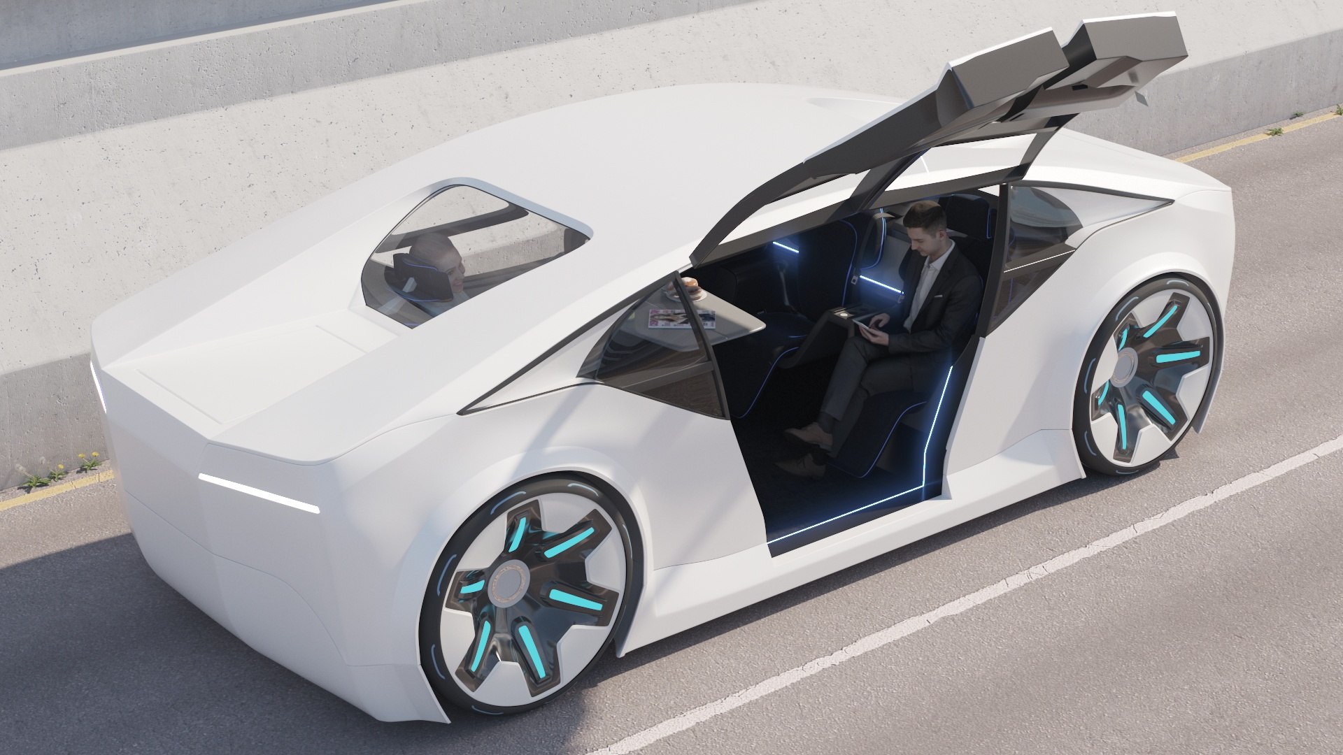 3D Self-driving Car Concept 3D With Interior White - TurboSquid 2207540