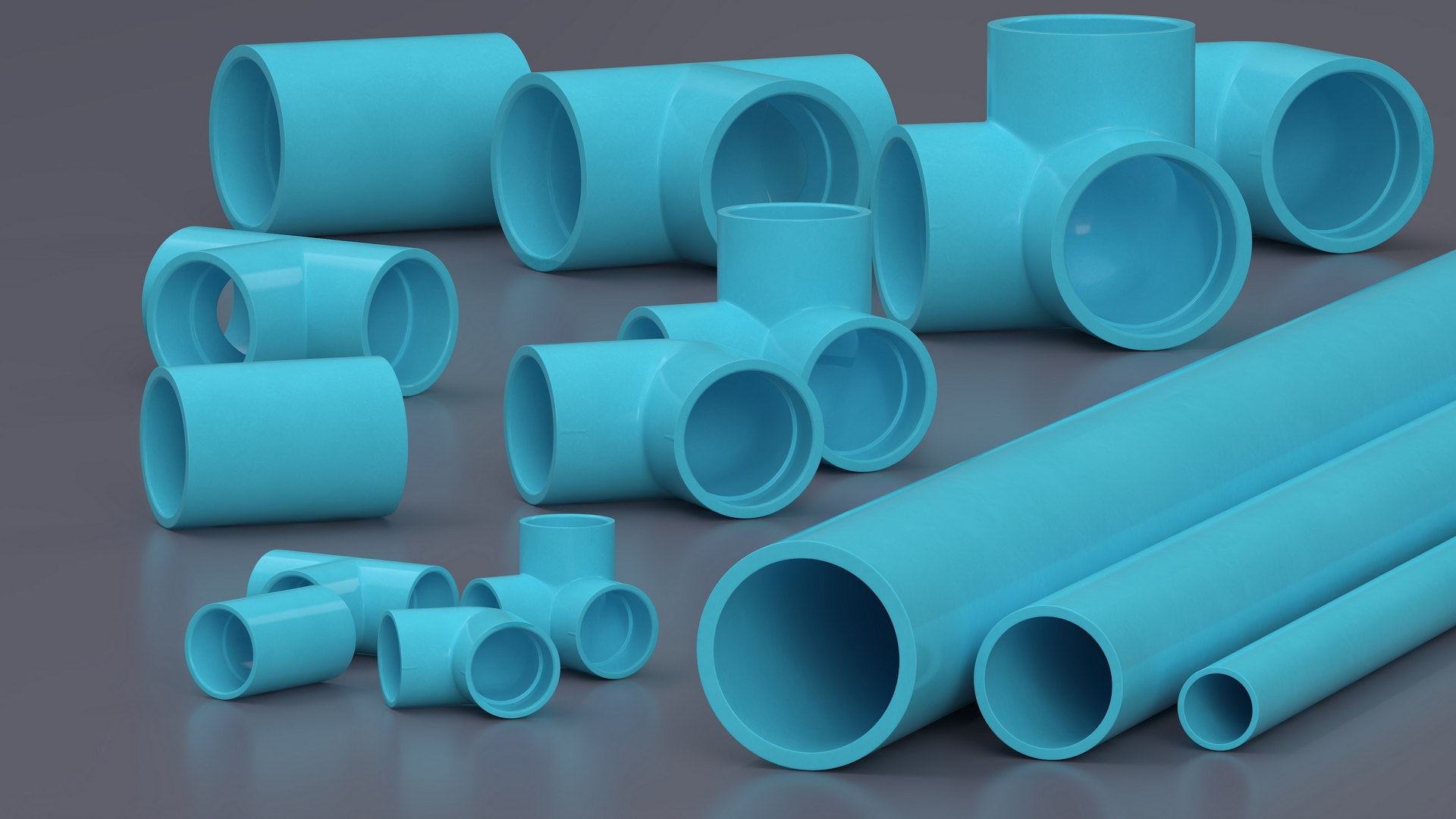 Plumbing PVC Pipes And Fittings Set 3D - TurboSquid 2302331