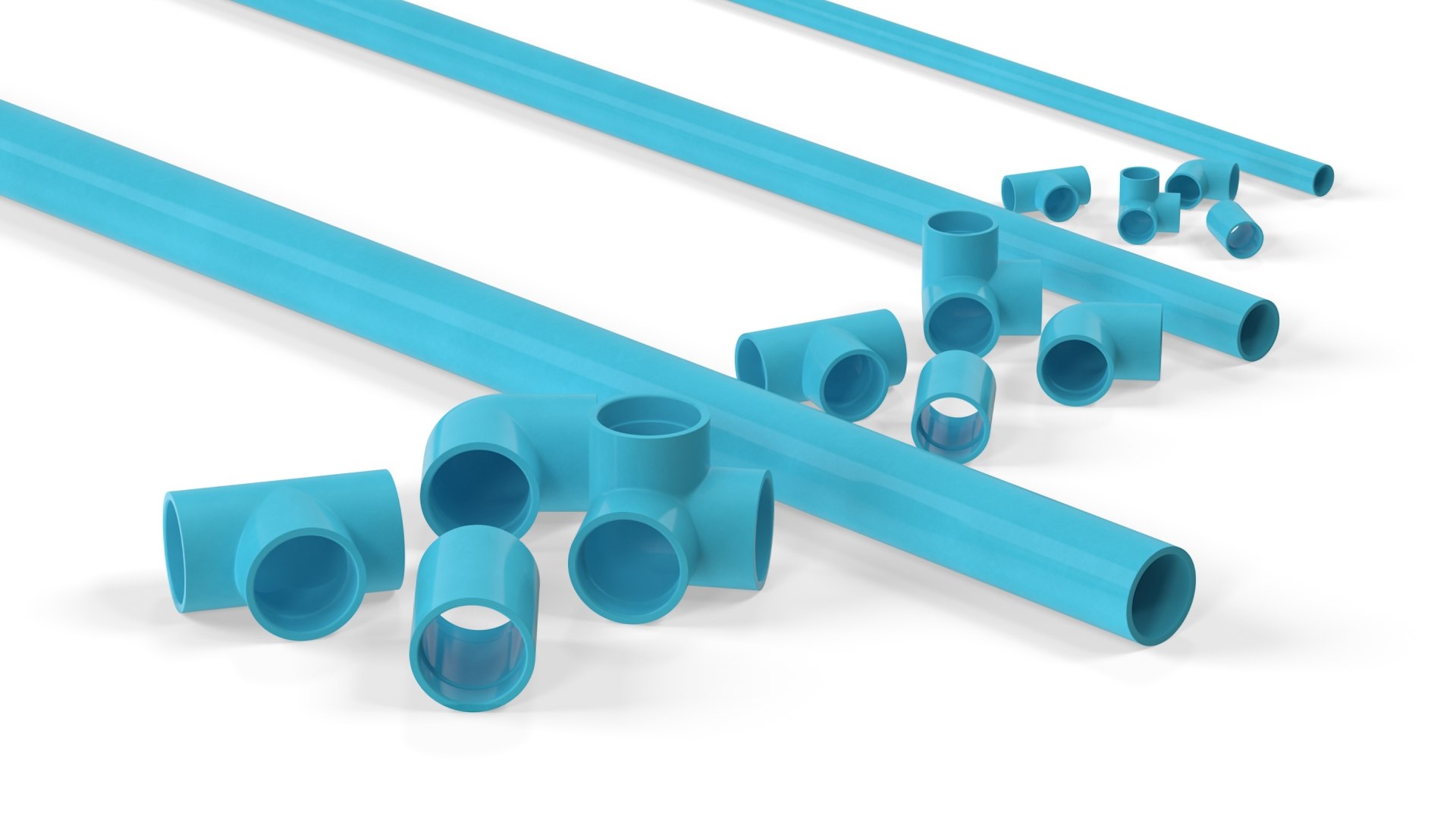 Plumbing PVC Pipes And Fittings Set 3D - TurboSquid 2302331
